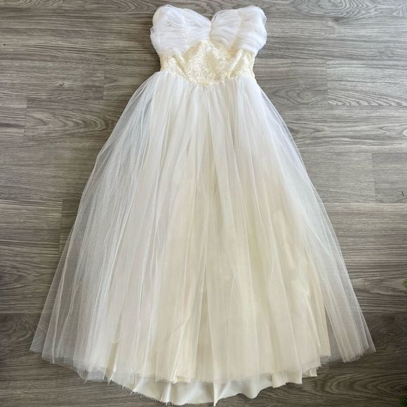 Vintage | Dresses | 5s Vintage Corrine Satin And Tulle Wedding Dress ...